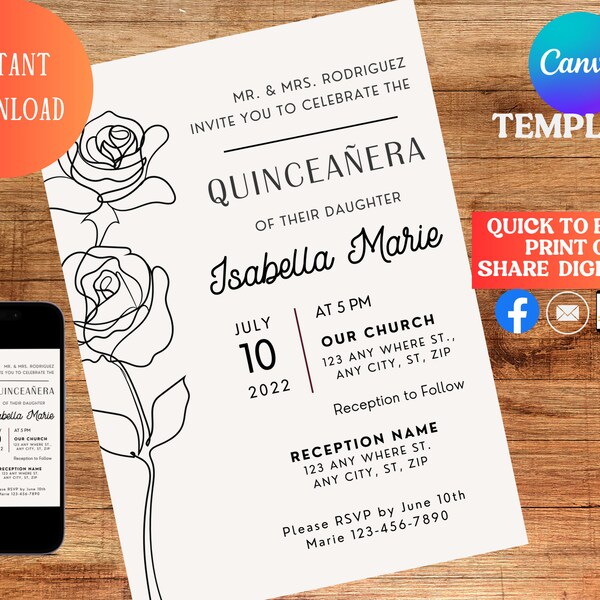 Black and White Quince Invitations - Etsy