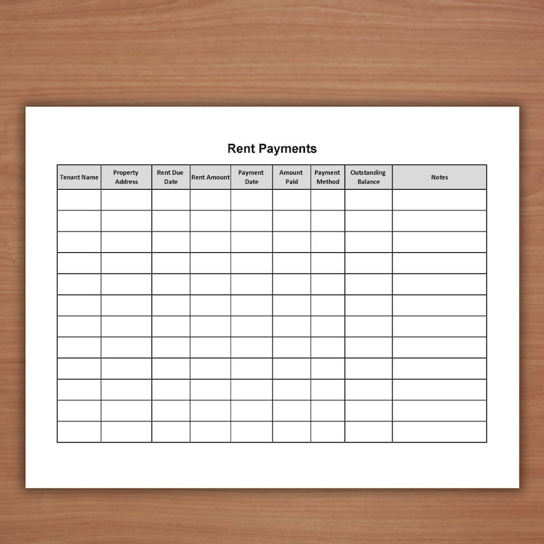 Rent Payment Tracker | Rental Payment Ledger | Monthly Rent Payment Log ...
