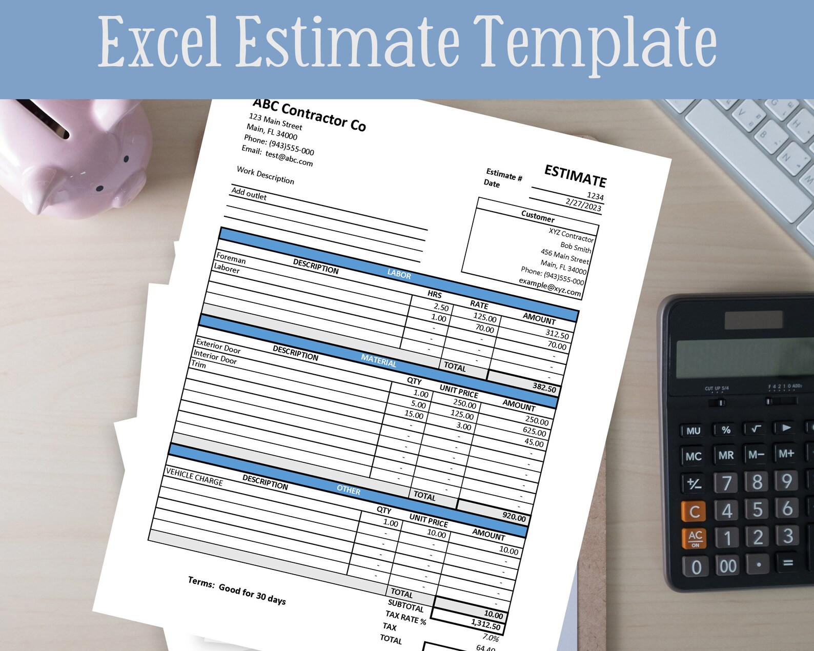 Contractor Estimate Template General Contractor Construction Estimate ...