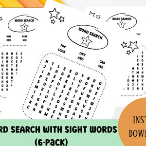 Kid Word Search Sight Word Kid Bundle Sight Words Printable ...