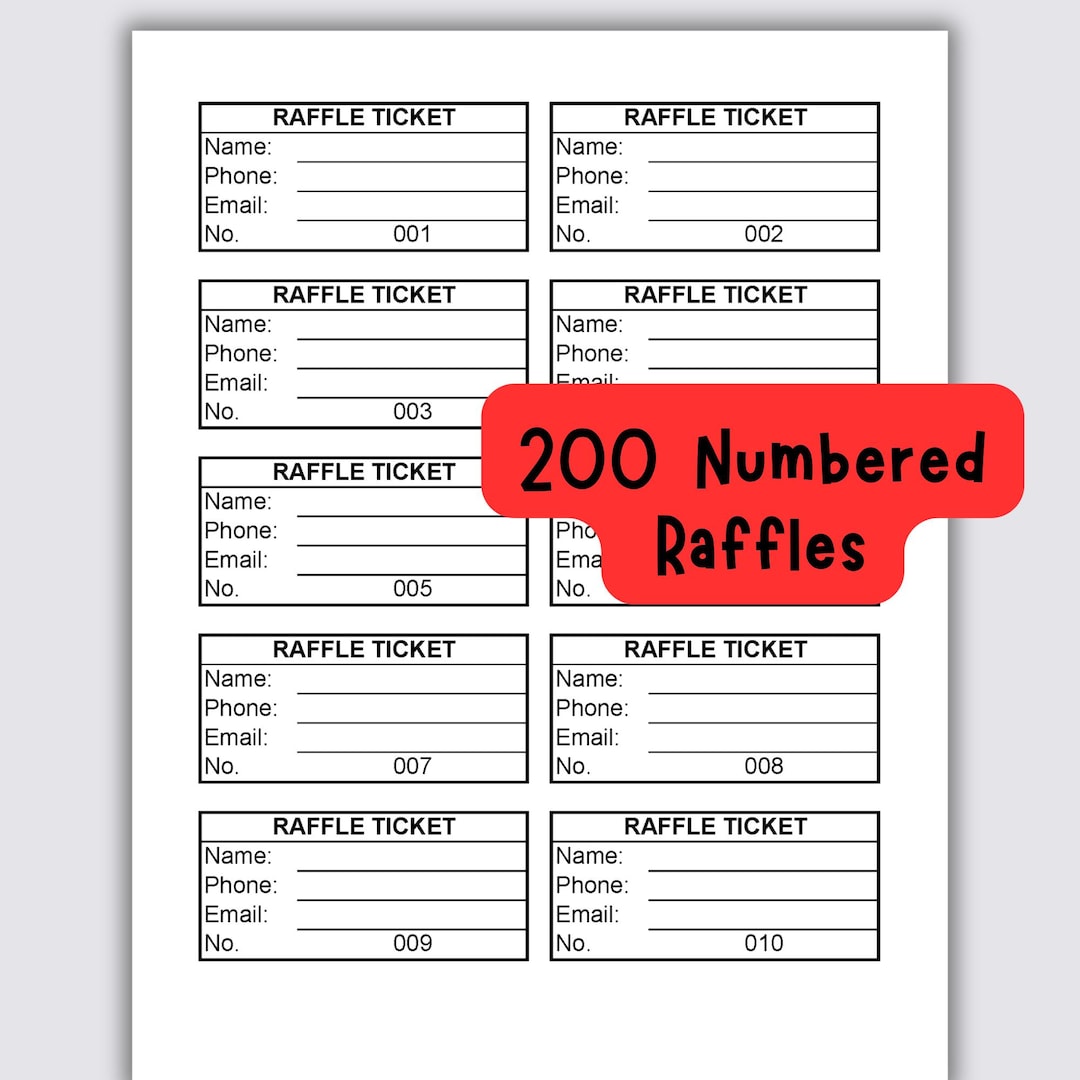 Raffle Tickets Form Printable Enter to Win Tickets Drawing Slips ...