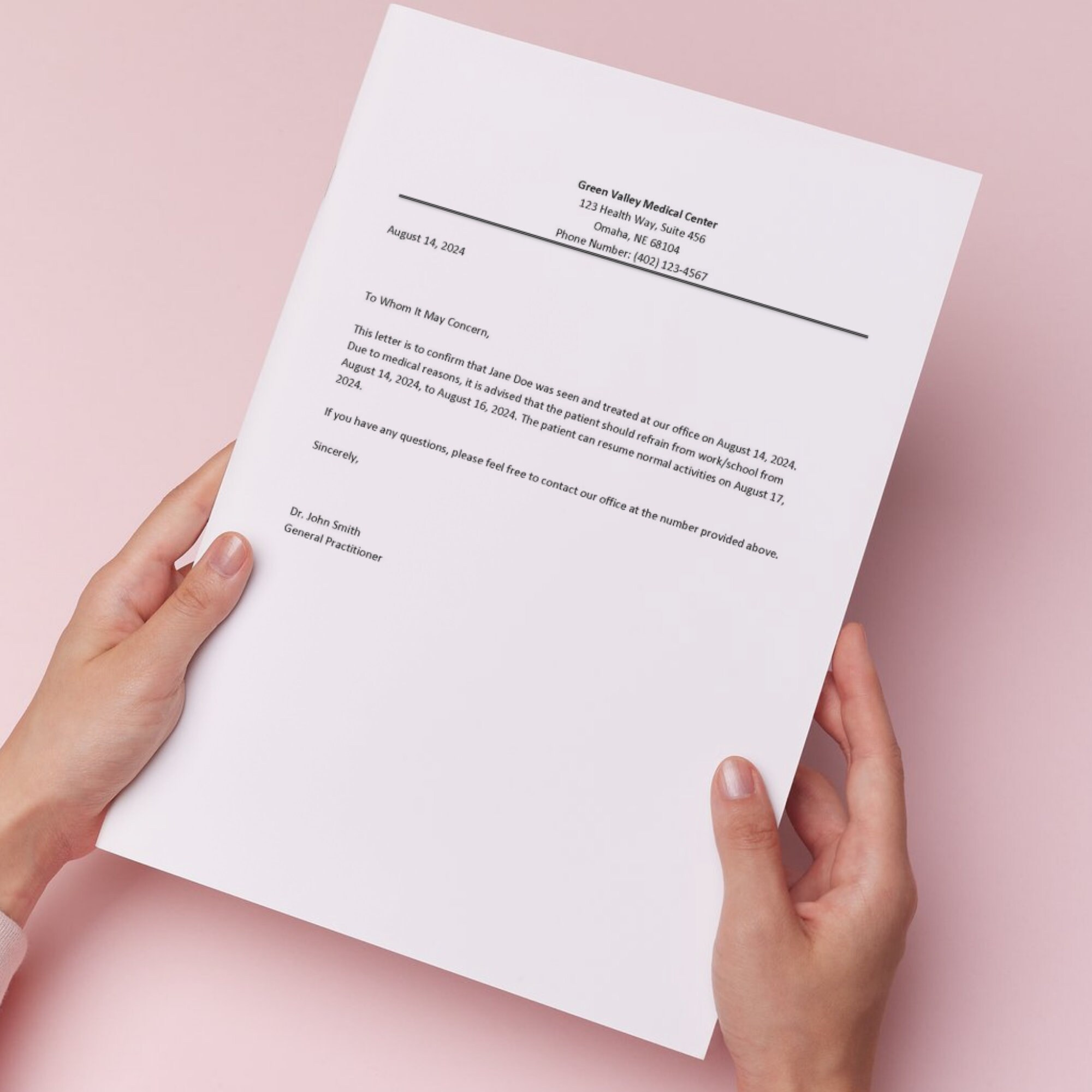 Editable Doctor Excuse Note Template | Printable Doctor's Note | Doctor ...