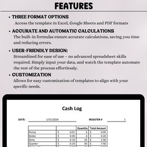 Printable Cash Register Log | Closing Cash Log | Petty Cash Tracker ...