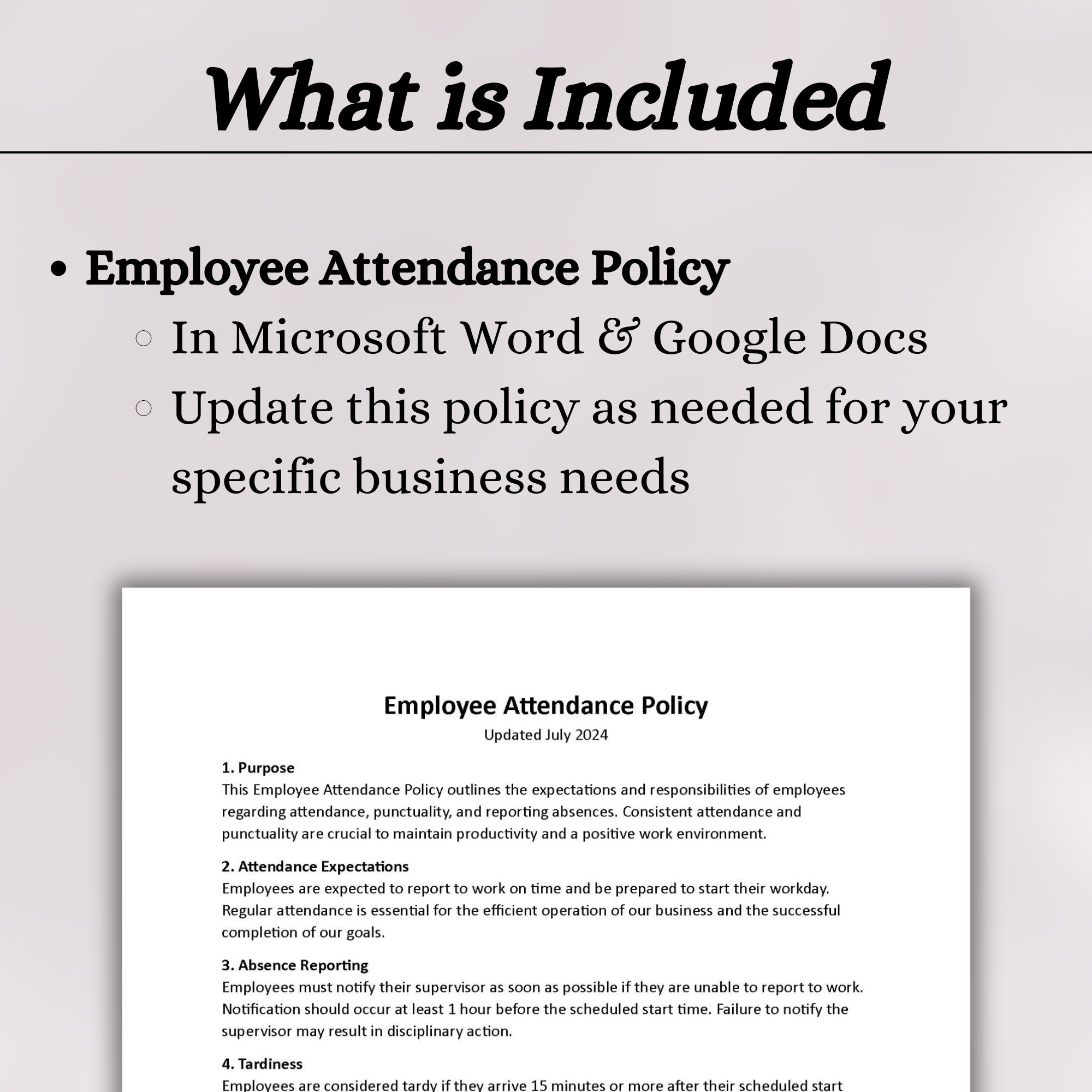Editable Employee Attendance Policy Template | Company Policies | HR ...