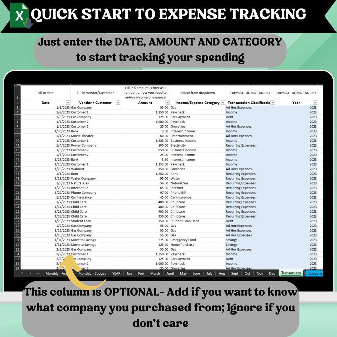 Income and Expense Tracker | Excel Personal Finance Spreadsheet ...