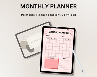 Printable Monthly Planner, Month at a Glance, Monthly Agenda ...