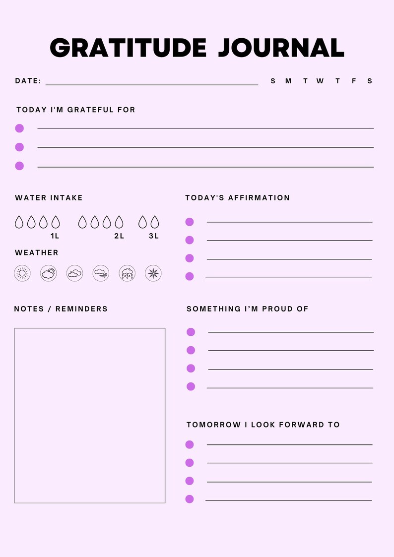 Positivity Planner, Gratitude Journal, Undated Printable Planner ...
