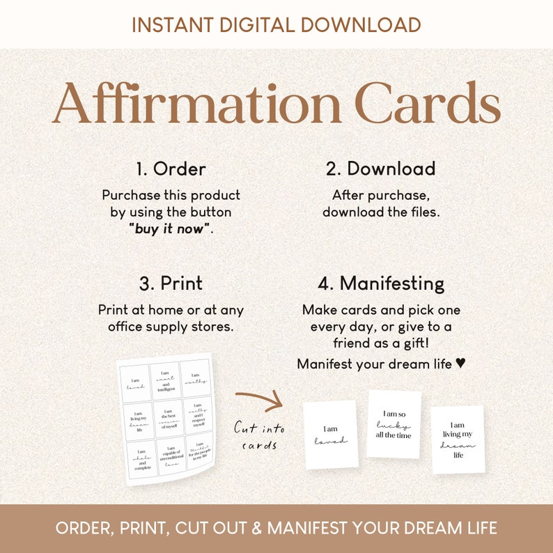 Affirmation Cards Positive Quotes Confidence Booster Flash Cards Self ...