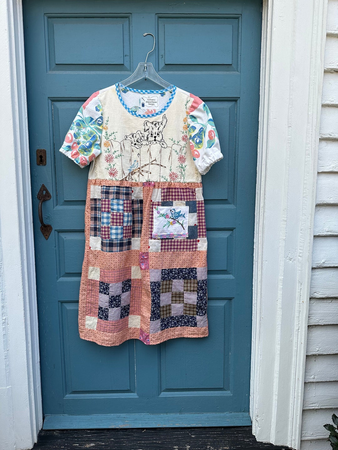 Handmade One of a Kind Vintage Quilt Dress, Fits up to 40 Bust - Etsy