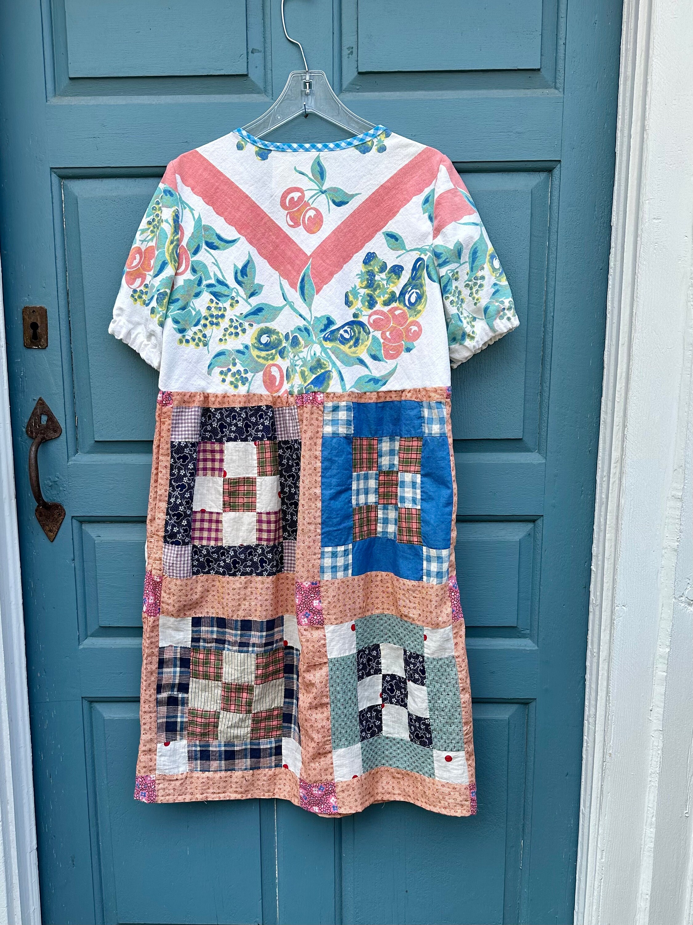 Handmade One of a Kind Vintage Quilt Dress, Fits up to 40 Bust - Etsy