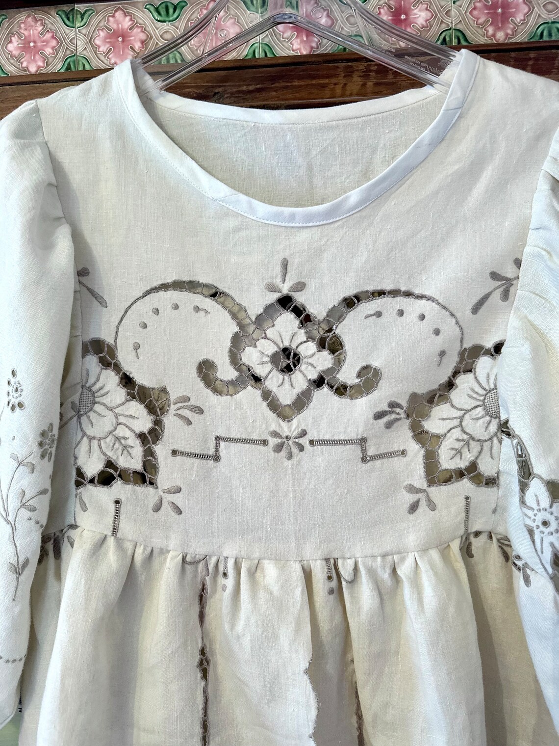 Handmade Woman's Top cut Flowers Upcycled Vintage Materials, Size M/L ...