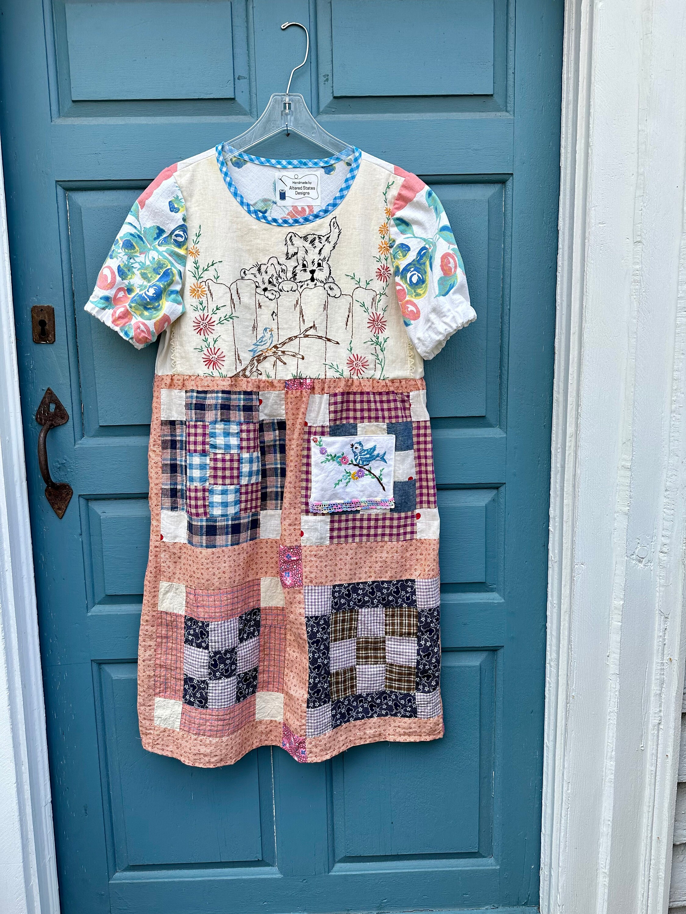 Handmade One of a Kind Vintage Quilt Dress, Fits up to 40 Bust - Etsy