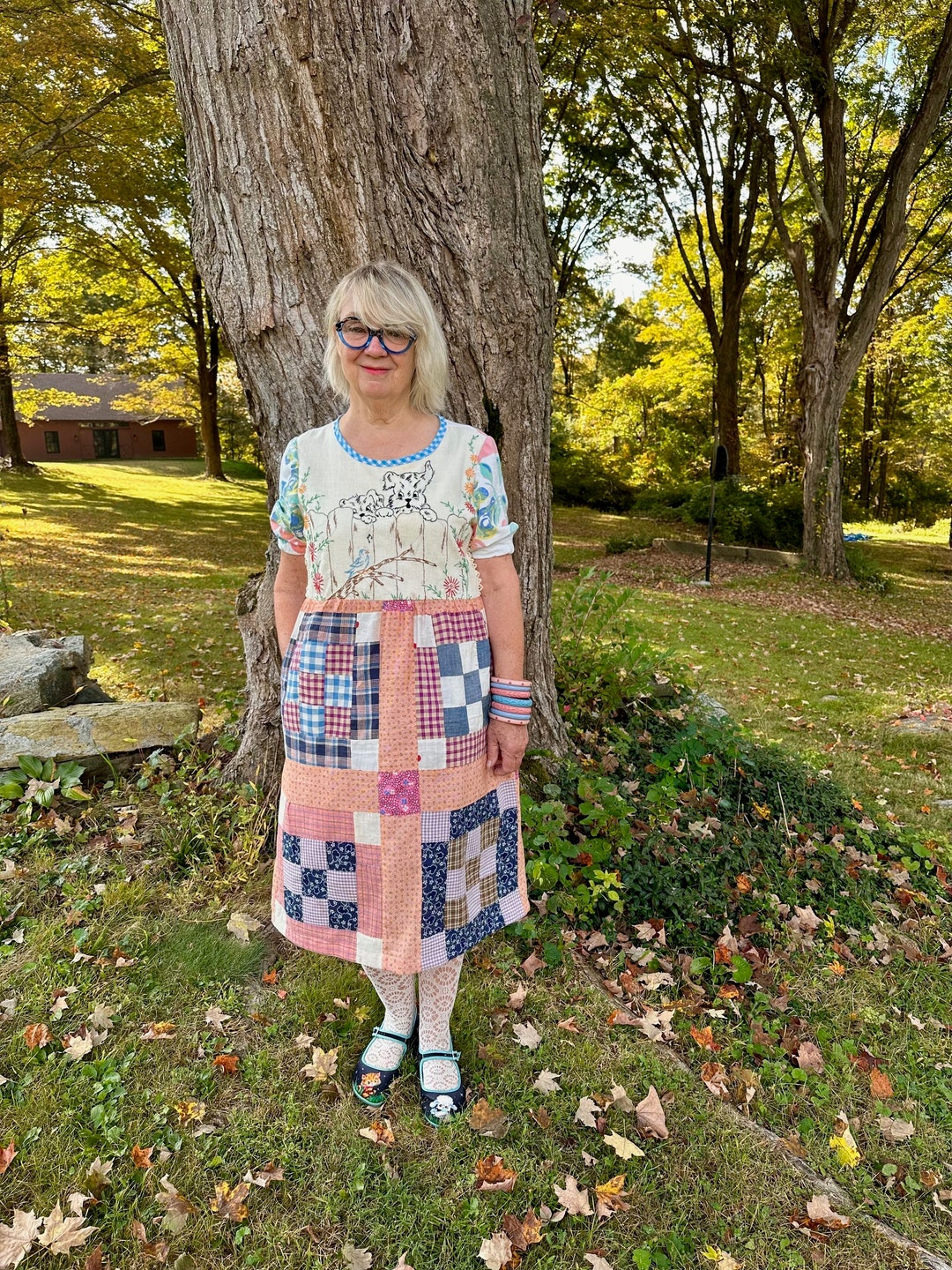 Handmade One of a Kind Vintage Quilt Dress, Fits up to 42” Bust Size ...