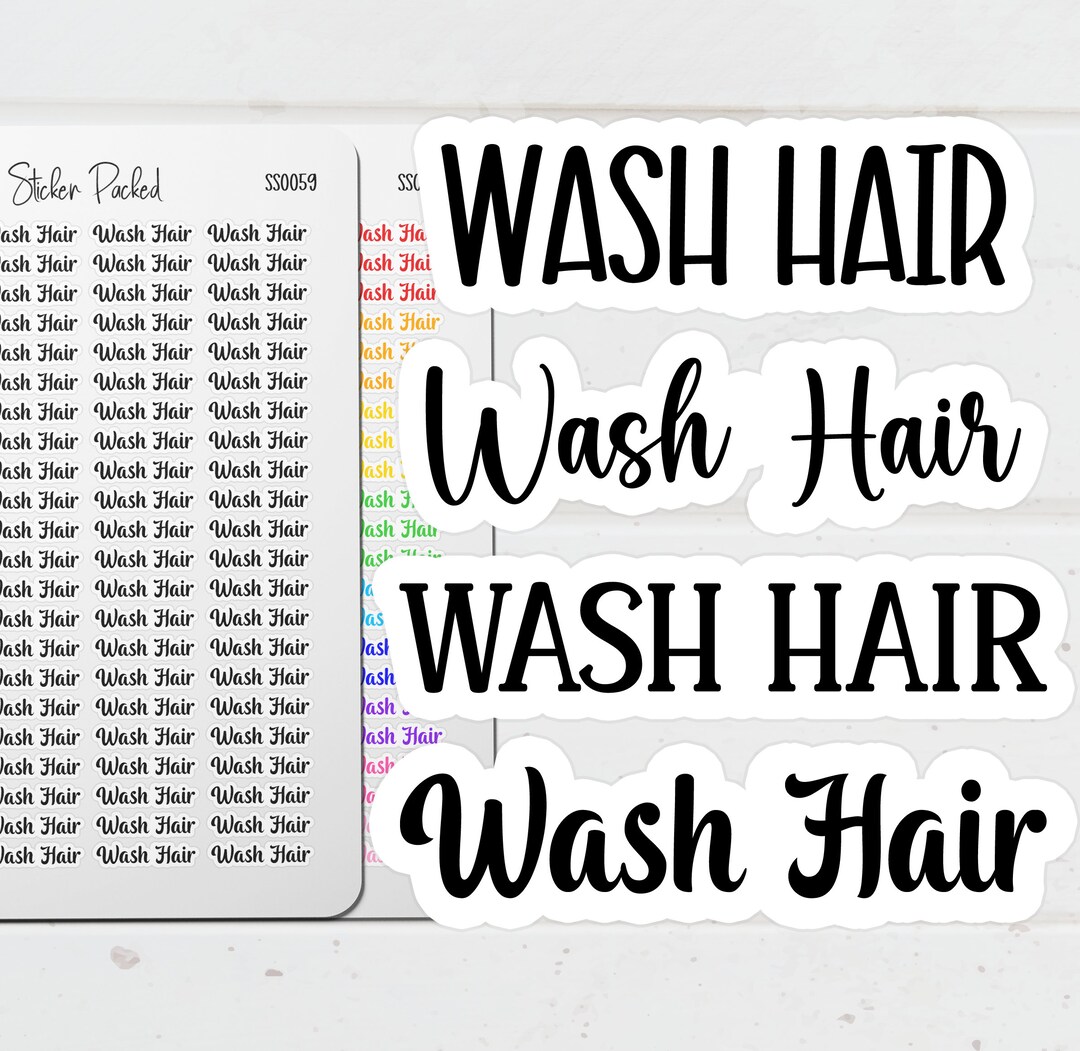 Wash Hair Planner Sticker Wash Hair Script Sticker Wash Hair Word ...