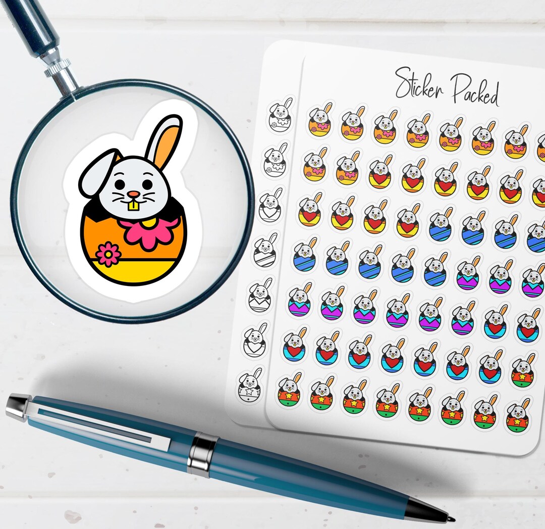 Bunny Easter Eggs Planner Sticker Bunny Easter Eggs Icon Sticker Bunny ...