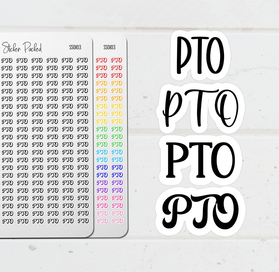 PTO Planner Sticker Paid Time off Script Sticker PTO Word Sticker PTO ...