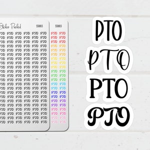 PTO Planner Sticker Paid Time off Script Sticker PTO Word Sticker PTO ...