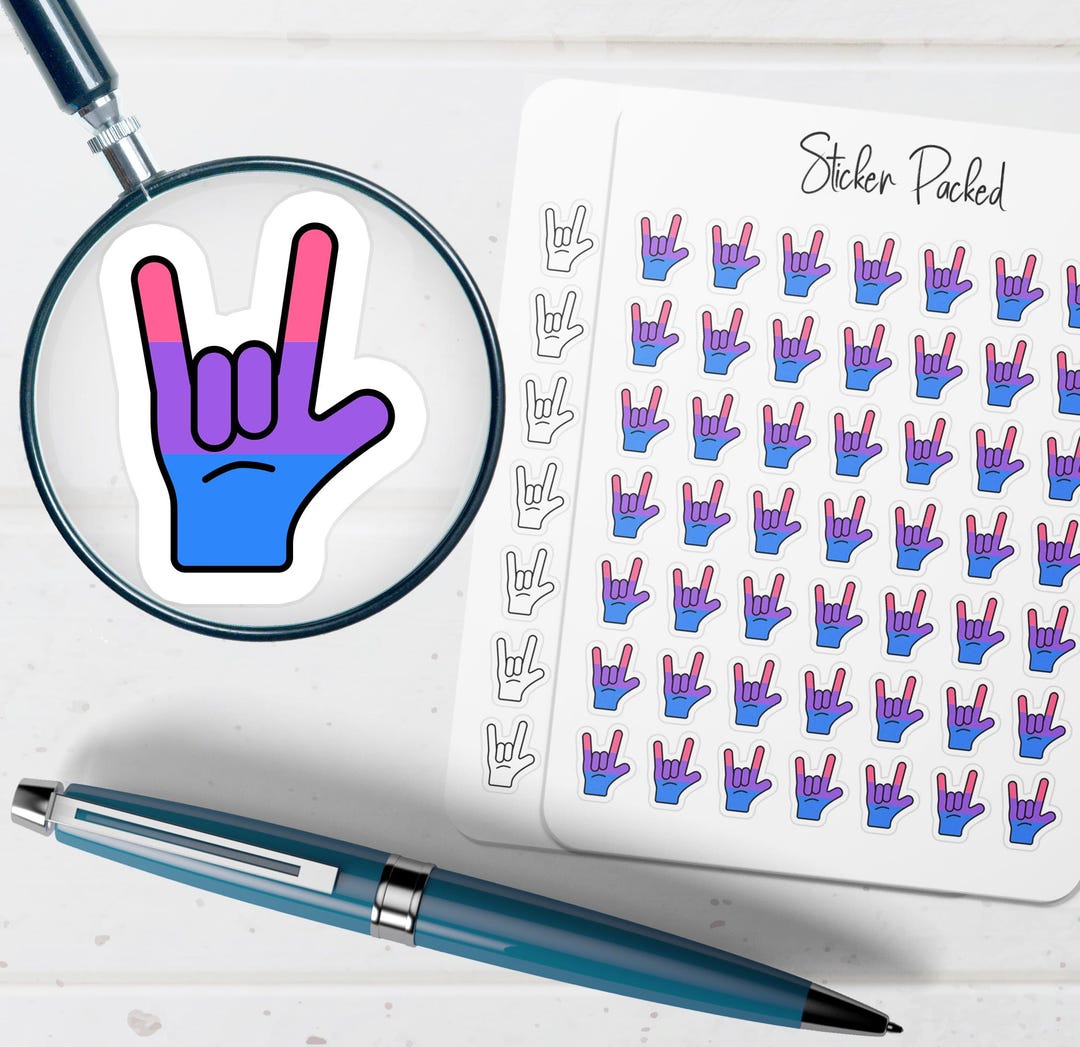 Bisexual Rock Hand Sign Planner Sticker Bisexual Rock Hand Sign Icon ...