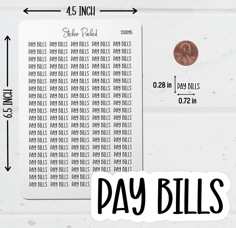 Pay Bills Planner Sticker Pay Bills Script Sticker Pay Bills Word ...