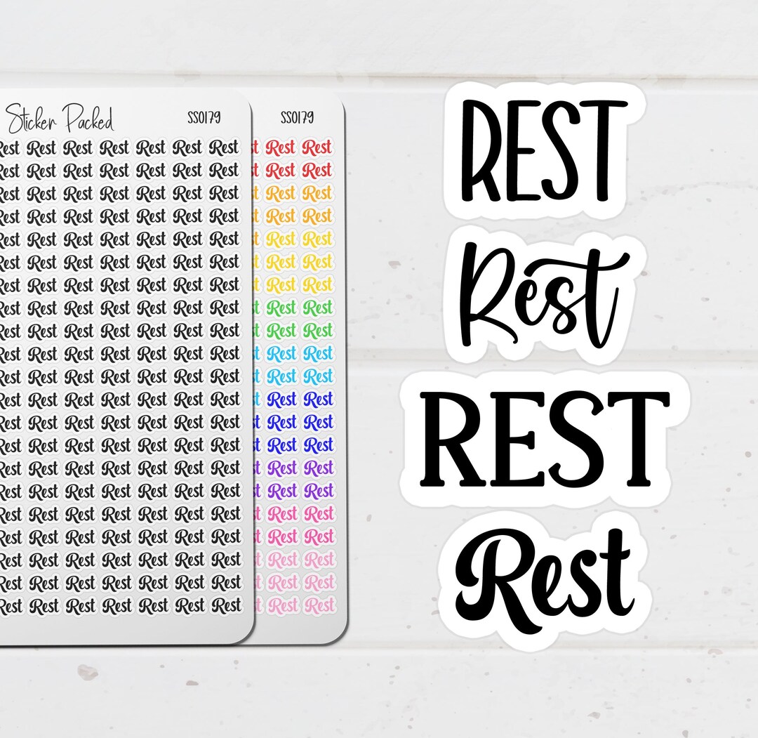 Rest Planner Sticker Rest Script Sticker Rest Word Sticker Rest Script ...