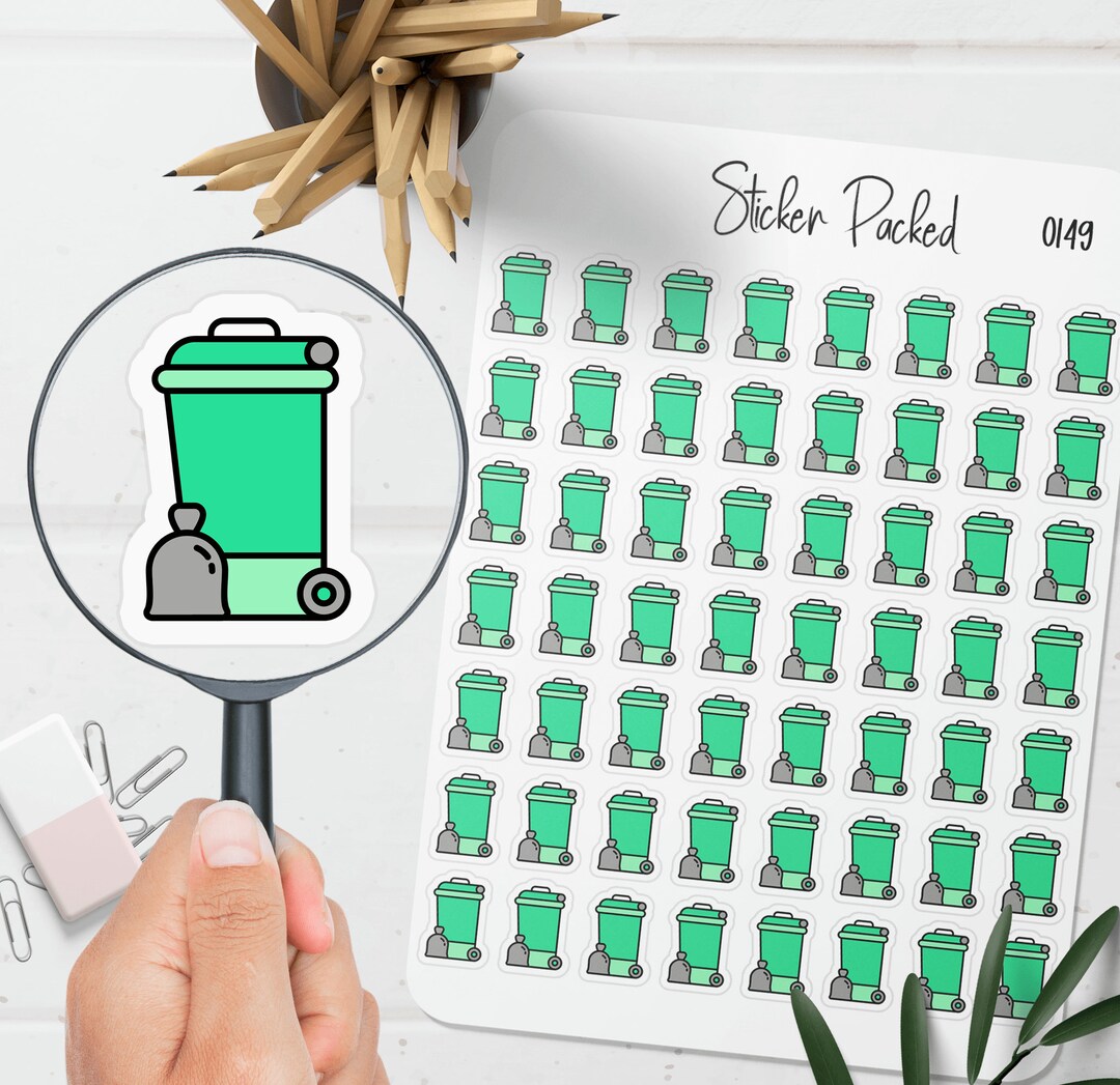 Trash Bin Planner Sticker Trash Bin Icon Sticker Trash Bin - Etsy