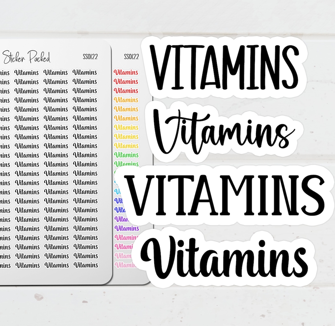 Vitamins Planner Sticker Vitamins Script Sticker Vitamins Word Sticker ...