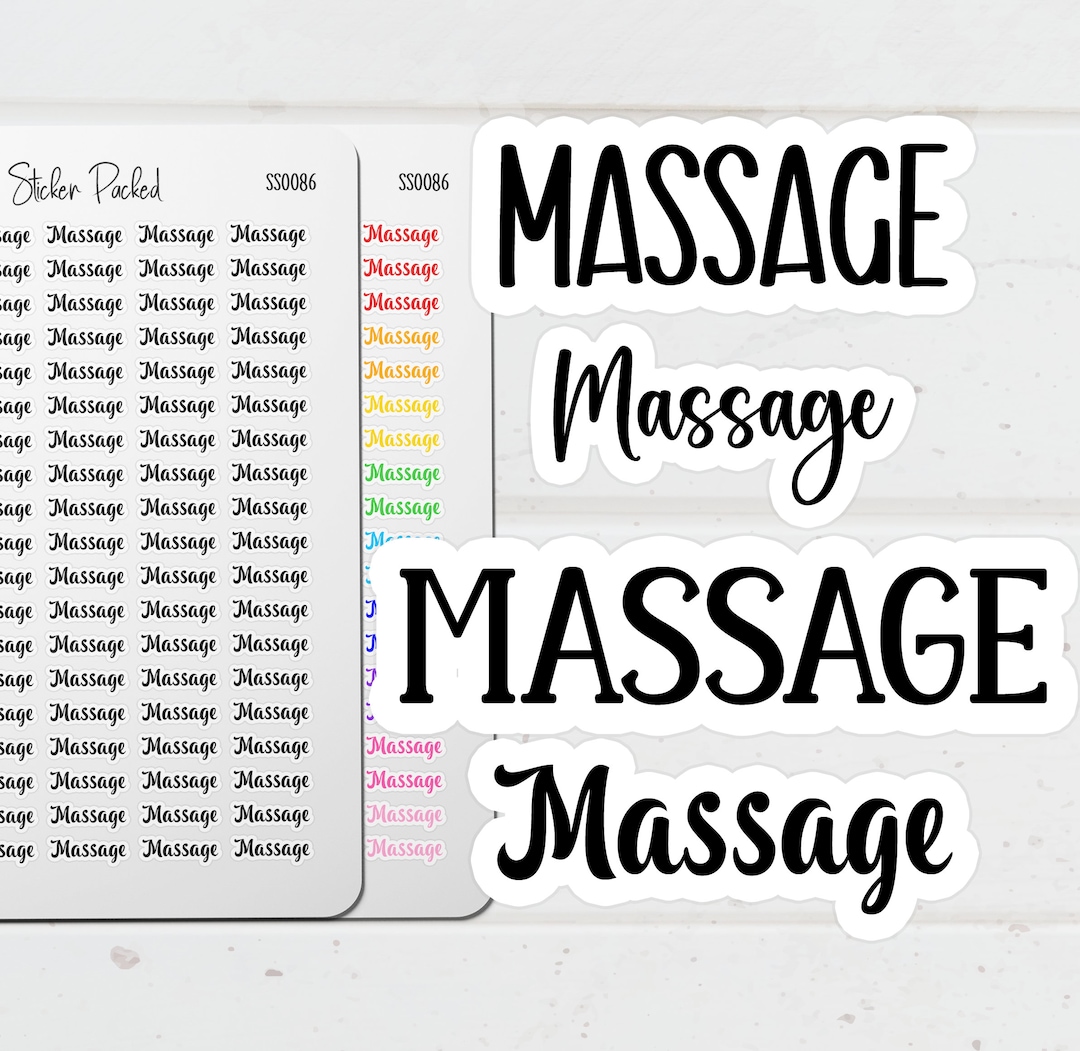 Massage Planner Sticker Massage Script Sticker Massage Word Sticker ...