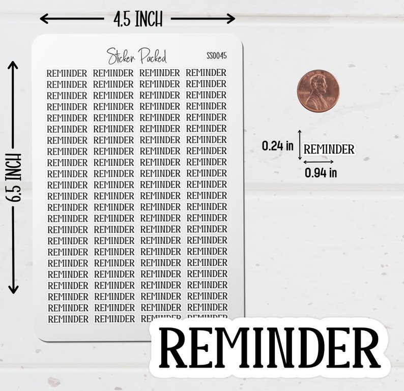 Reminder Planner Sticker Reminder Script Sticker Reminder Word Sticker ...