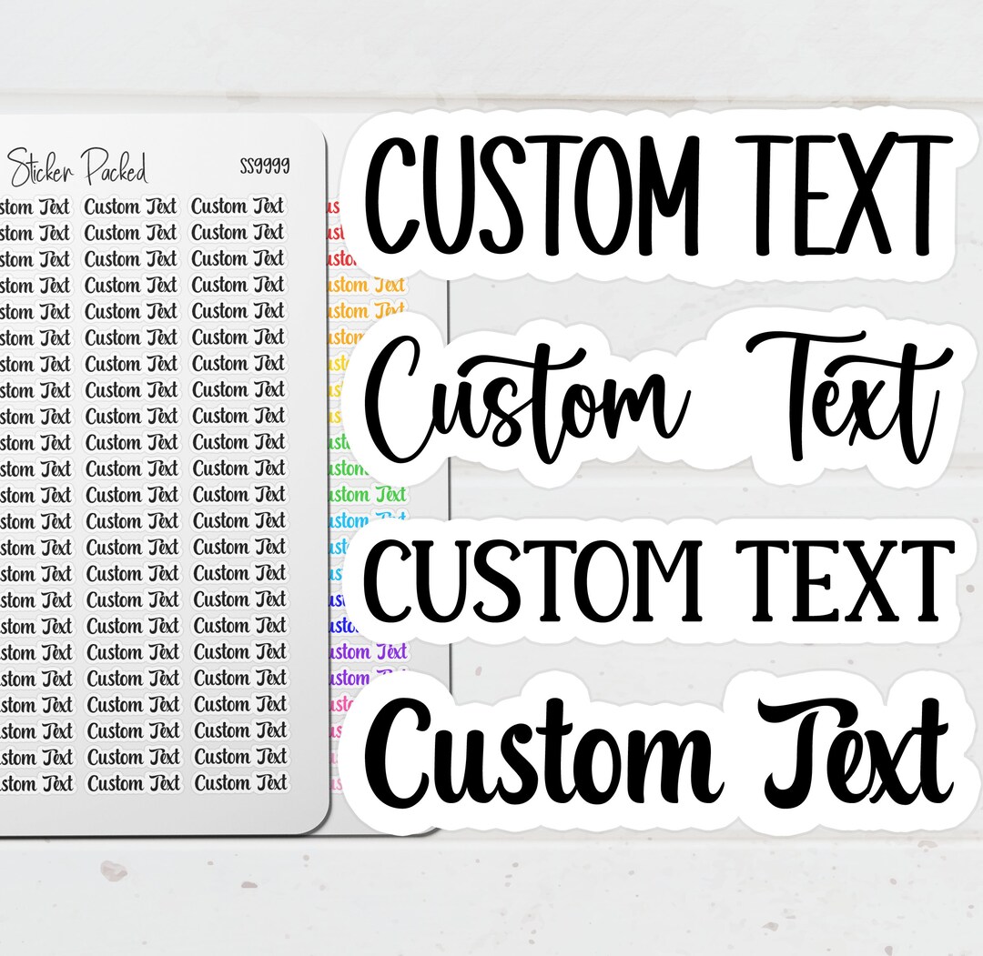 Custom Text Planner Sticker Custom Text Script Sticker Custom Text Word ...