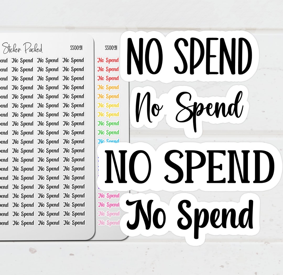No Spend Planner Sticker No Spend Script Sticker No Spend Word Sticker ...