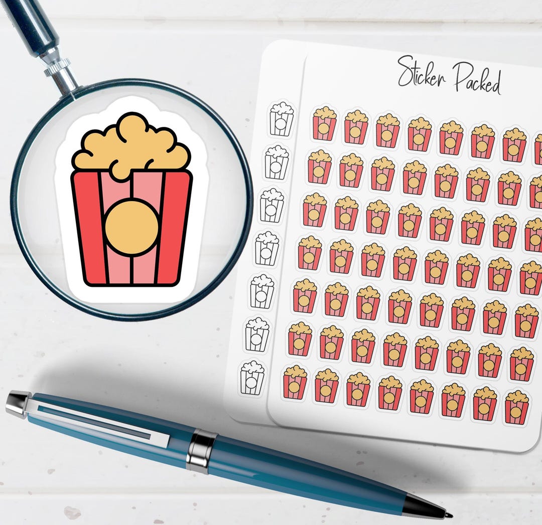 Popcorn Planner Stickers Movie Popcorn Planner Stickers Movie Night ...
