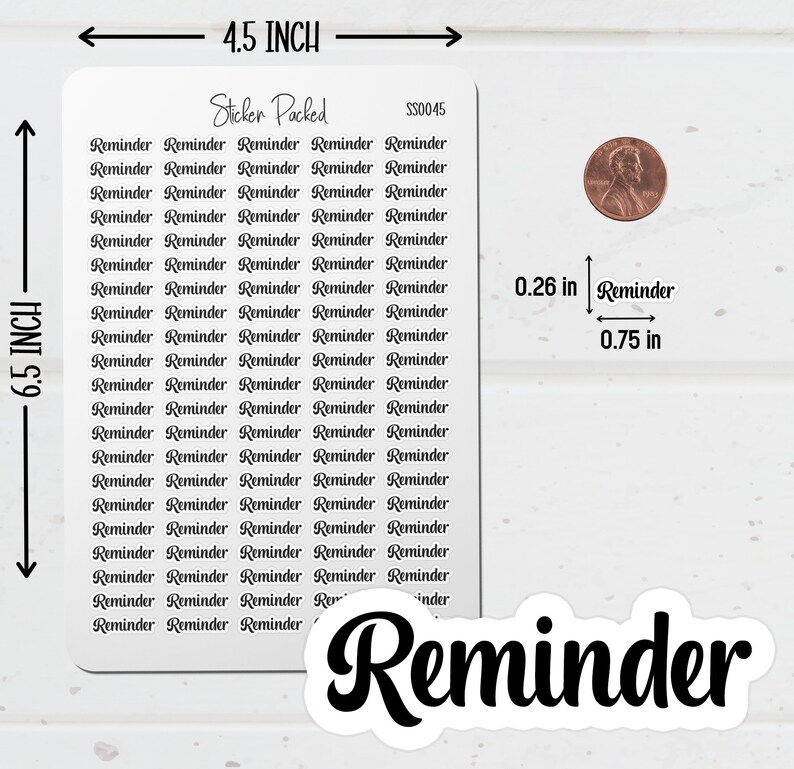 Reminder Planner Sticker Reminder Script Sticker Reminder Word Sticker ...