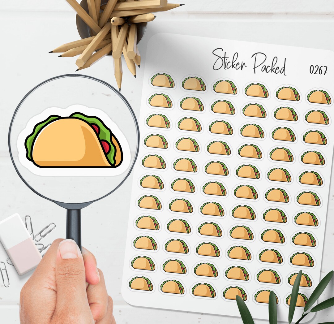 Taco Planner Sticker Taco Icon Sticker Taco Sticker Food - Etsy