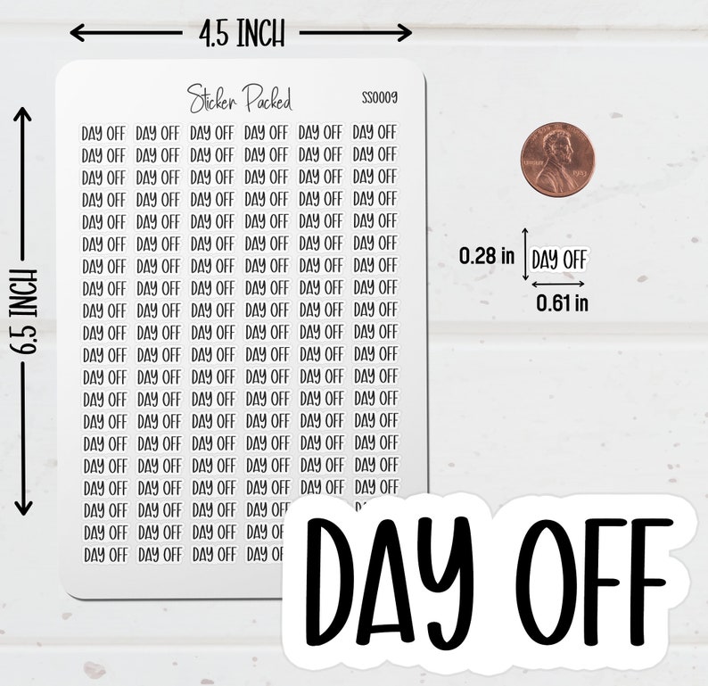 Day off Planner Sticker Day off Script Sticker Day off Word Sticker Day ...