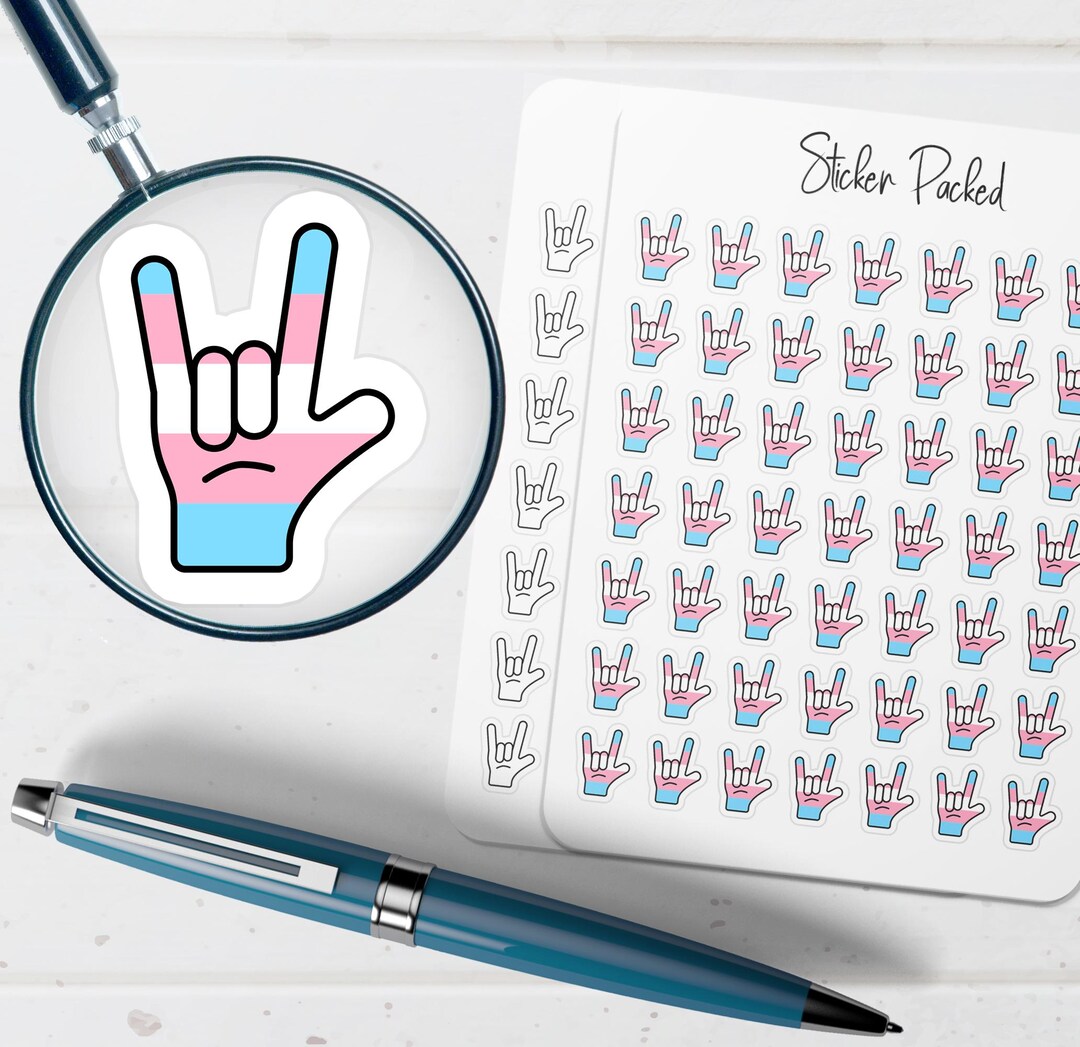 Transgender Rock Hand Sign Planner Sticker Transgender Rock Hand Sign ...