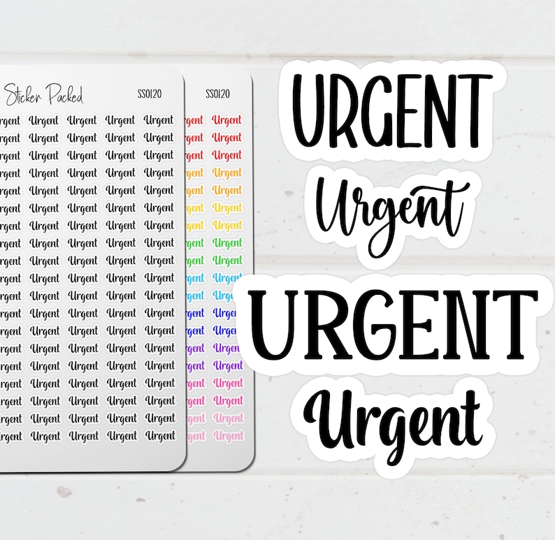 Urgent Planner Sticker Urgent Script Sticker Urgent Word Sticker Urgent ...
