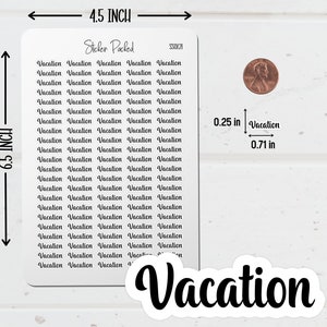 Vacation Planner Sticker Vacation Script Sticker Vacation Word Sticker ...