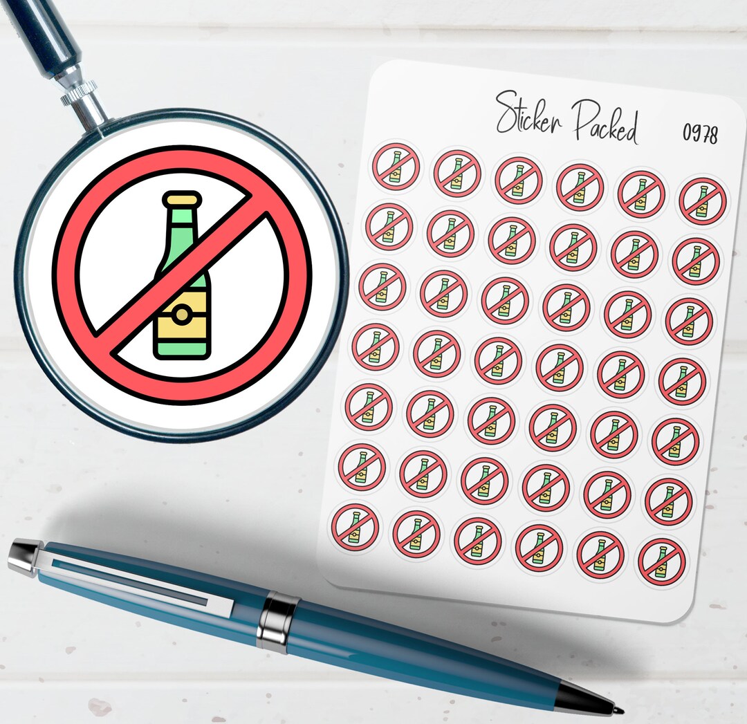 No Alcohol Planner Sticker No Alcohol Icon Sticker No Alcohol Sticker ...