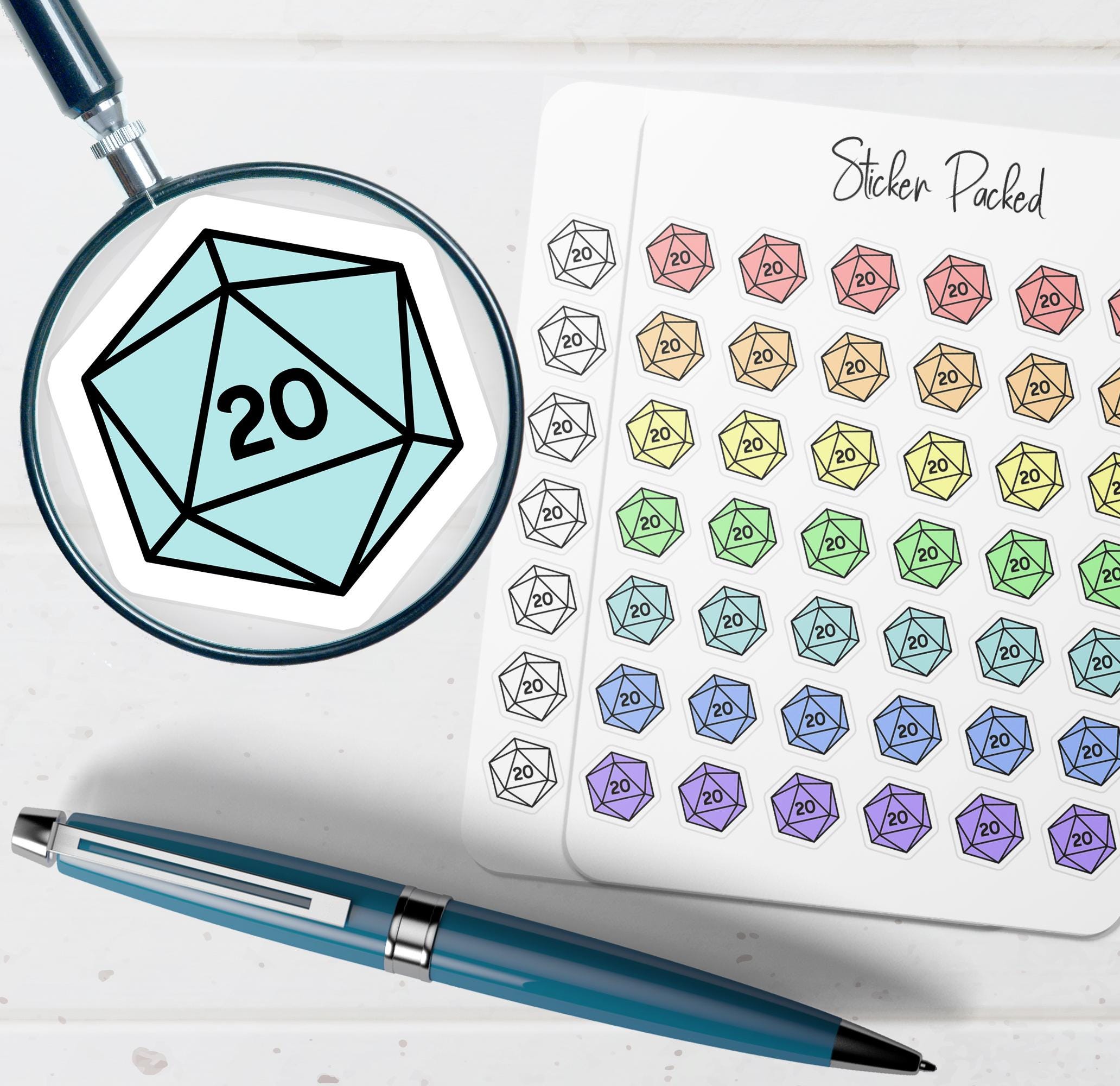 D20 Dice Planner Stickers Game Dice Planner Sticker Dungeons Dragons ...