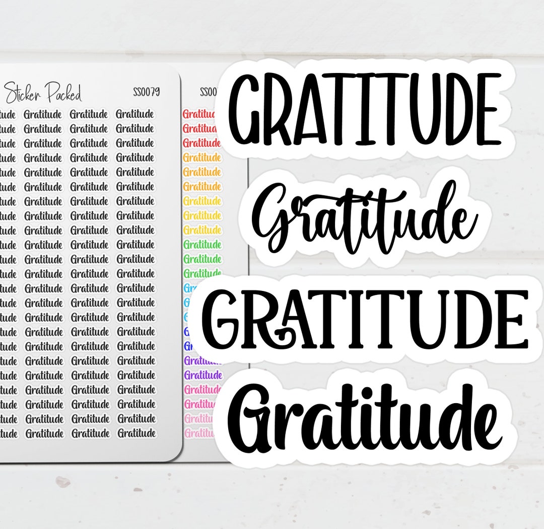 Gratitude Planner Sticker Gratitude Script Sticker Gratitude Word ...