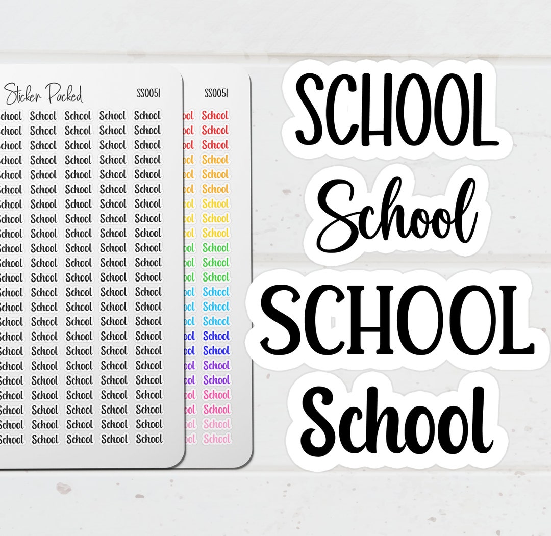 School Planner Sticker School Script Sticker School Word Sticker School ...