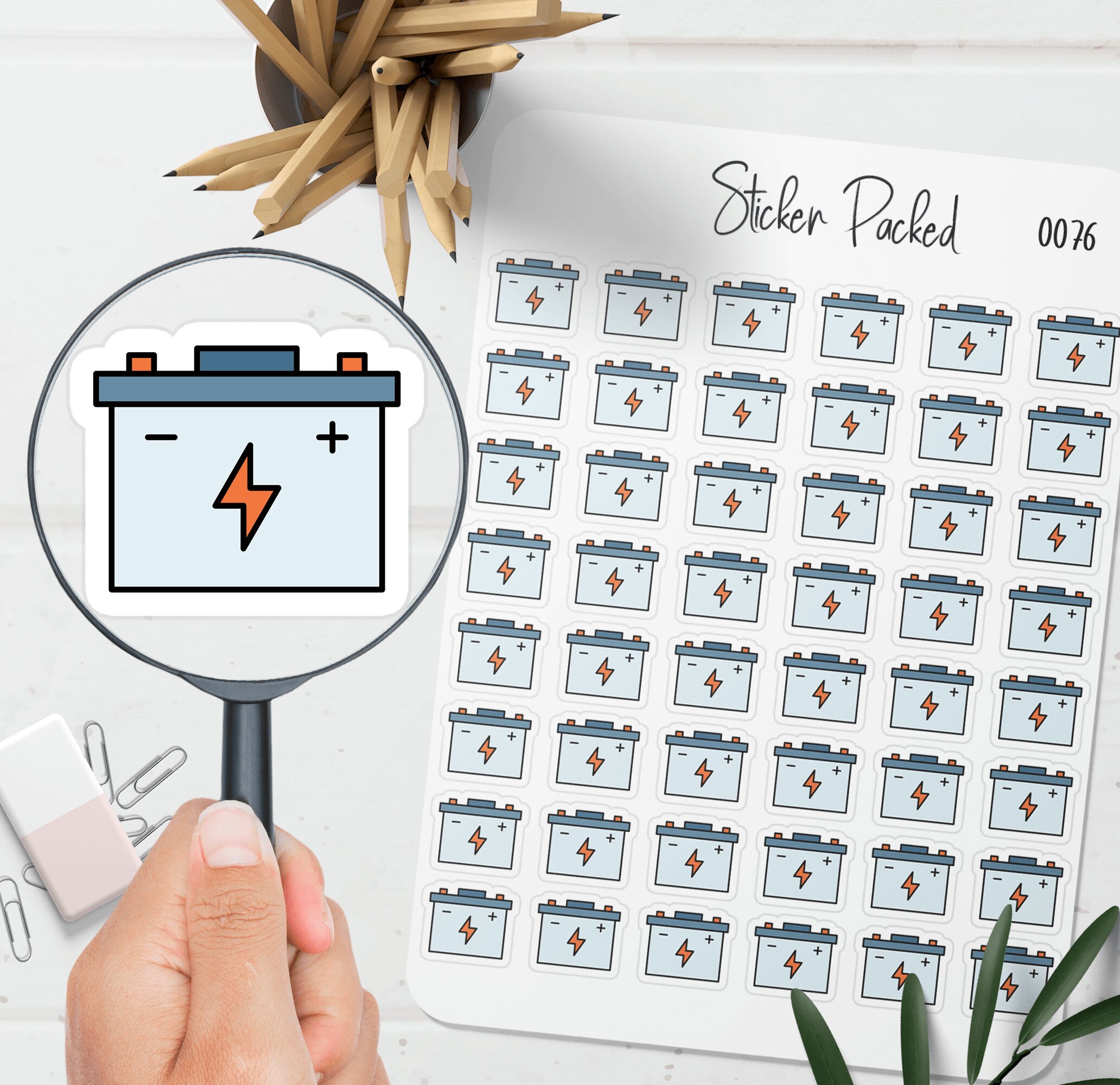 Car Battery Planner Sticker Car Battery Icon Sticker Car - Etsy