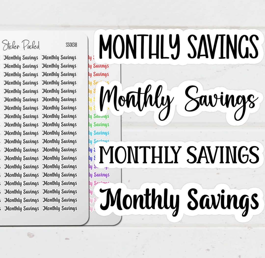 Monthly Savings Planner Sticker Monthly Savings Script Sticker Monthly ...