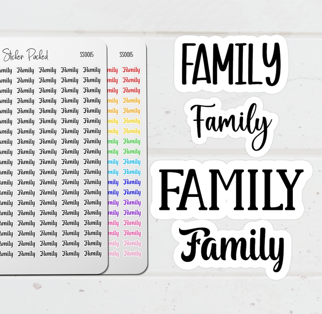 Family Planner Sticker Family Script Sticker Family Word Sticker Family ...