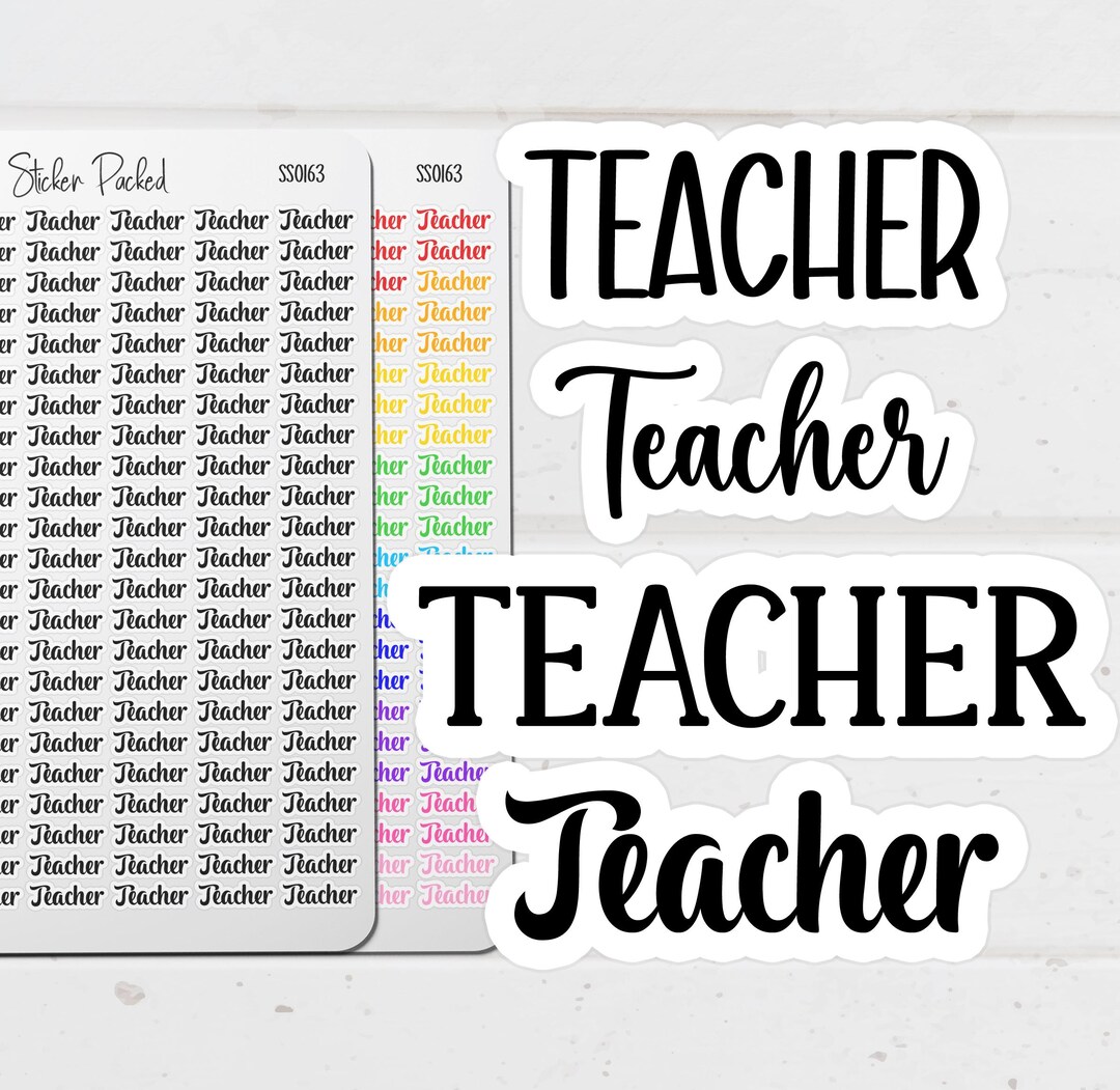 Teacher Planner Sticker Teacher Script Sticker Teacher Word Sticker ...