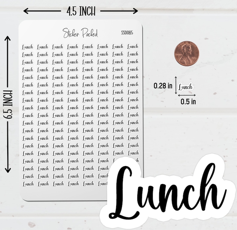 Lunch Planner Sticker Lunch Script Sticker Lunch Word Sticker Lunch ...
