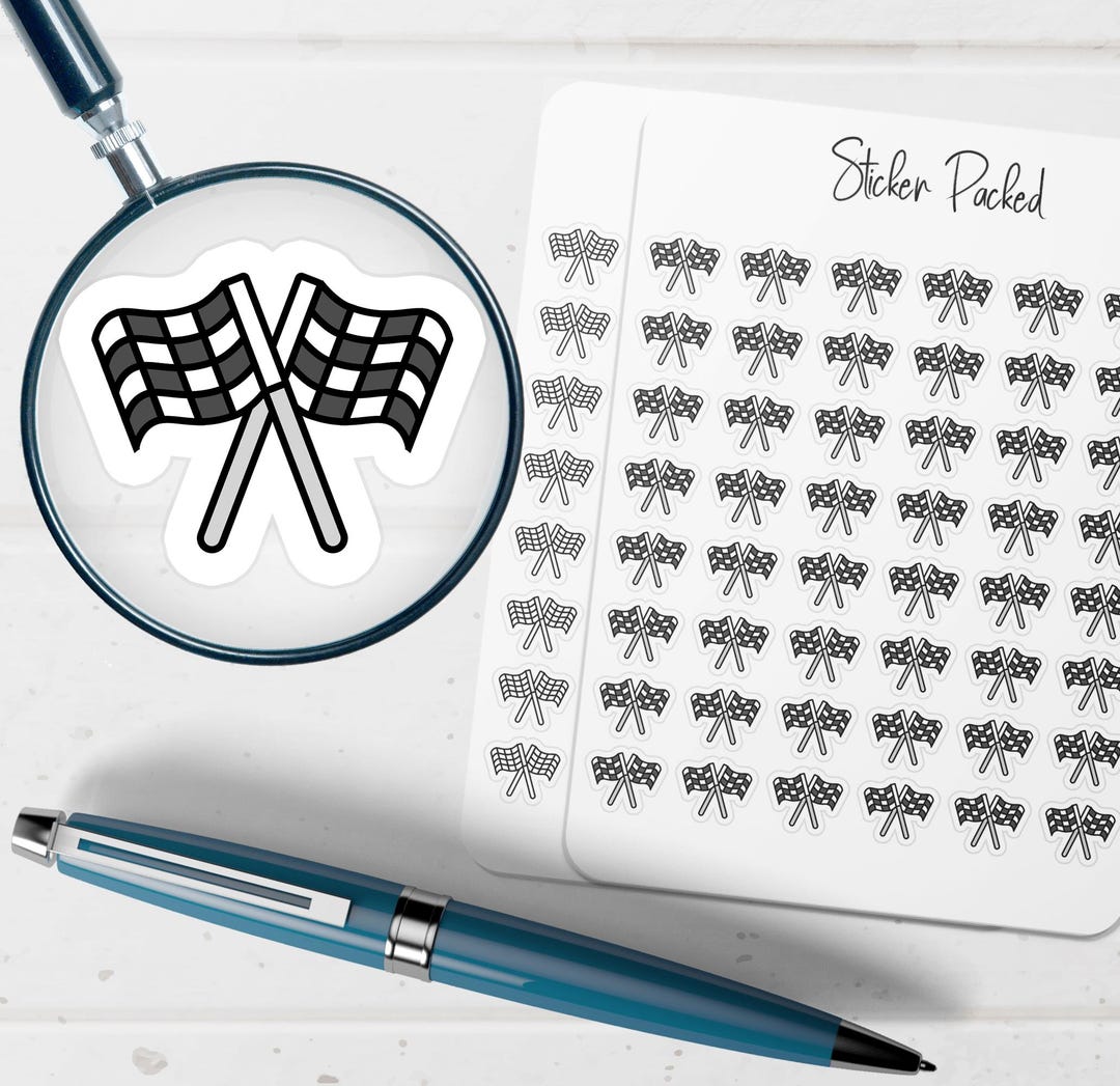 Checkered Flags Planner Sticker Checkered Flags Icon Sticker Racing ...