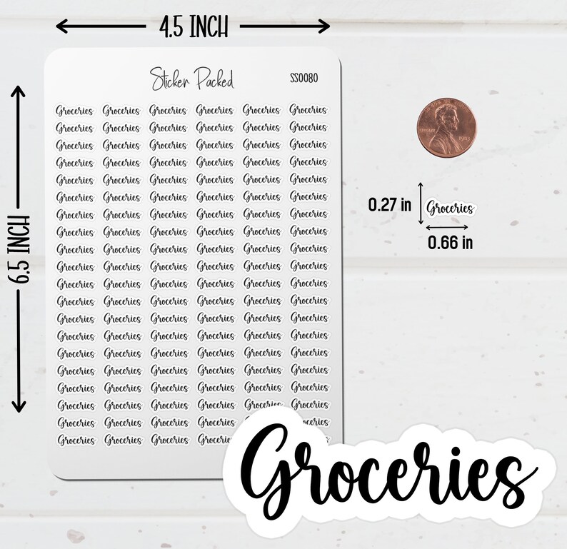 Groceries Planner Sticker Groceries Script Sticker Groceries Word ...