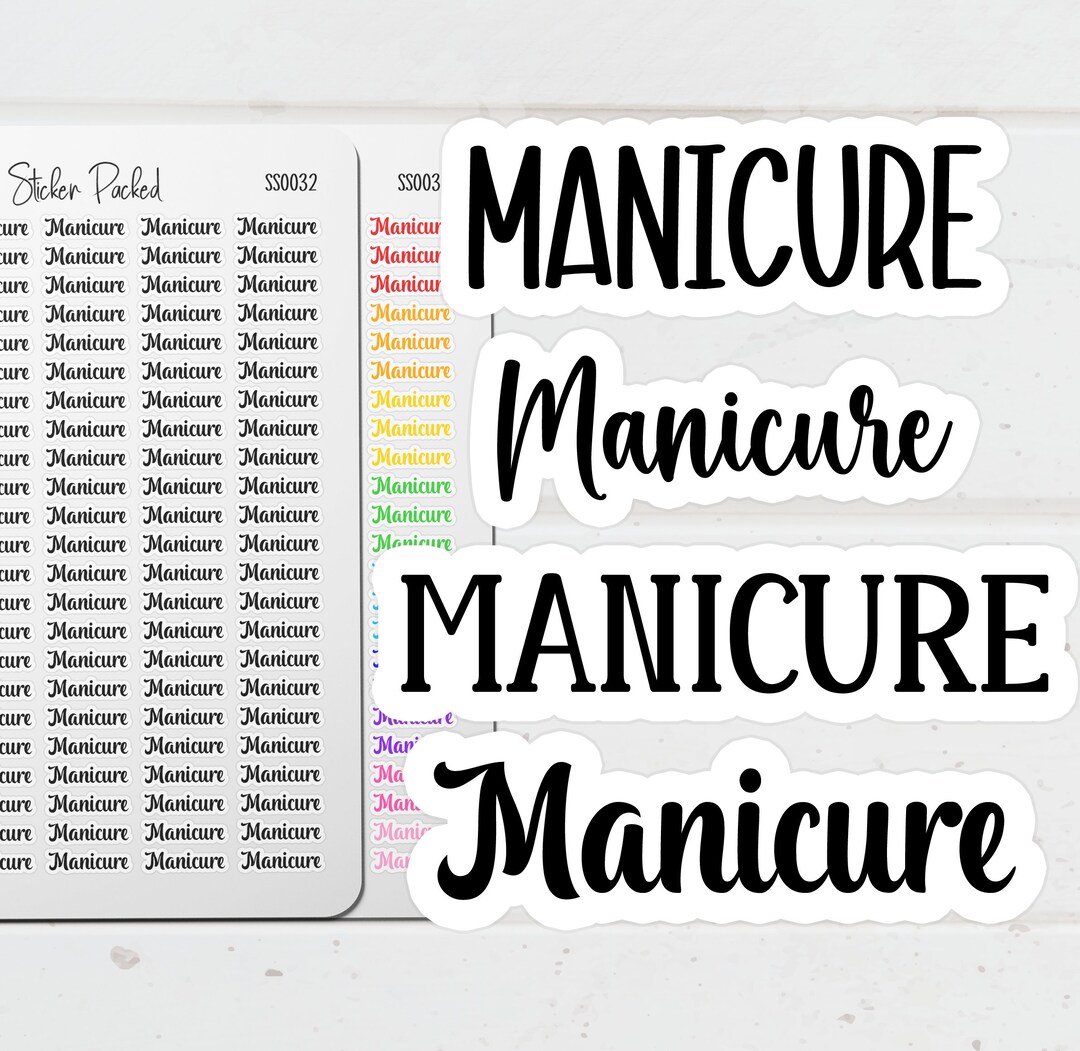 Manicure Planner Sticker Manicure Script Sticker Manicure Word Sticker Manicure Script Planner ...