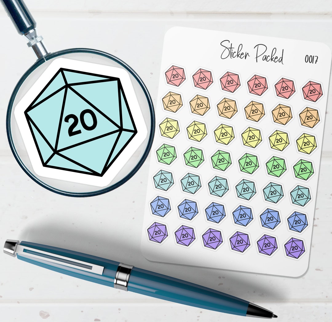 D20 Dice Planner Stickers Game Dice Planner Sticker Dungeons Dragons ...